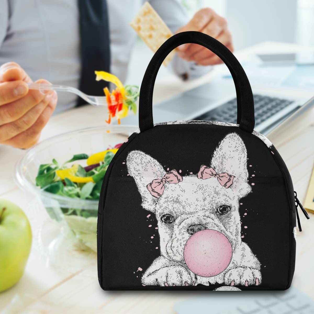 Lunch Bag Tote Bag Cute French Bulldog Picnic Travel Cooler Lunch Holder Lunch Handbags Box