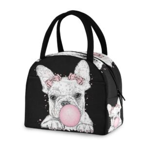 Lunch Bag Tote Bag Cute French Bulldog Picnic Travel Cooler Lunch Holder Lunch Handbags Box