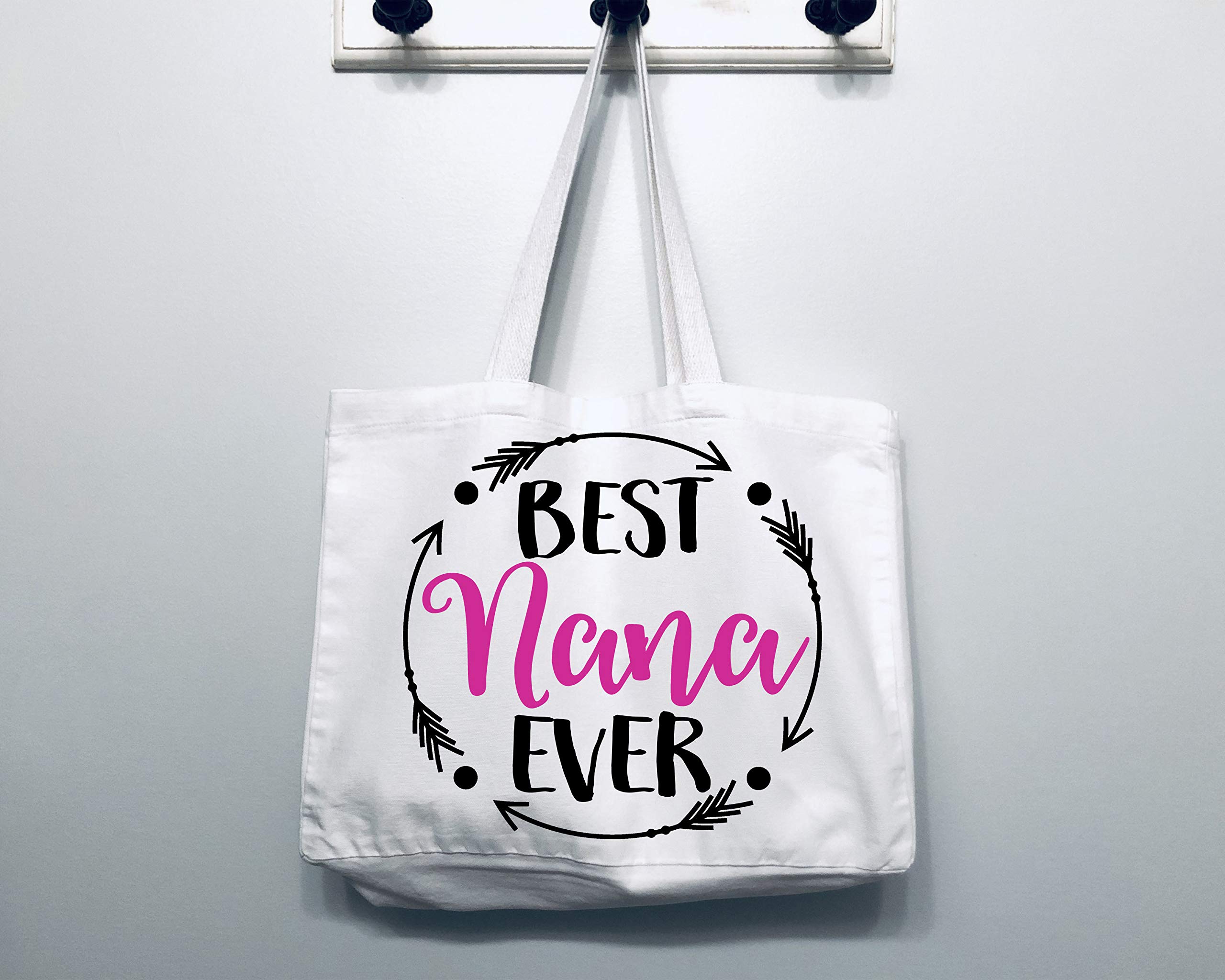 COCOVICI Nana Tote Bag | Grandma Gifts | Nana Gifts | Nana Christmas Gift | Christmas Gift from Grandkids (Best Nana Ever Pink/Black Font)