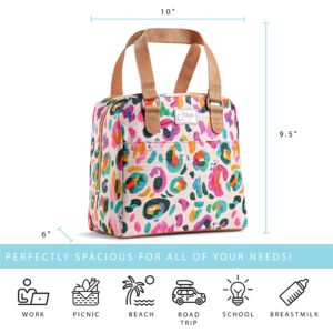 Fit & Fresh Lunch Bag For Women, Insulated Womens Lunch Bag For Work, Leakproof & Stain-Resistant Large Lunch Box For Women With Containers, Zipper Closure Minneola Bag Blush Leopard