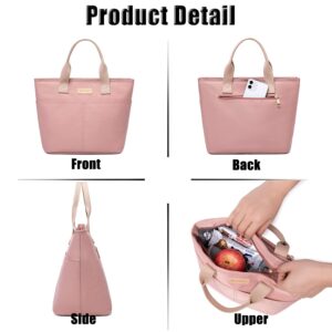 Weitars Lunch Bag For Women,Small Lunch Tote Bag Insulated Cute Lunch Bags For Women Snacks Leakproof Thermal Lunch Purse For Work Picnic/Hiking/Beach/Shopping (Pink)