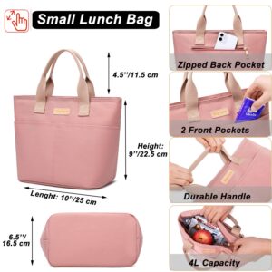 Weitars Lunch Bag For Women,Small Lunch Tote Bag Insulated Cute Lunch Bags For Women Snacks Leakproof Thermal Lunch Purse For Work Picnic/Hiking/Beach/Shopping (Pink)