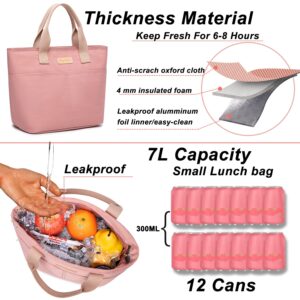 Weitars Lunch Bag For Women,Small Lunch Tote Bag Insulated Cute Lunch Bags For Women Snacks Leakproof Thermal Lunch Purse For Work Picnic/Hiking/Beach/Shopping (Pink)