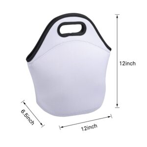 WACAR Sublimation Blanks Neoprene Lunch Bag, Reusable Insulated Lunch Box, Carry Case Handbags with Zipper for Adults Work Outdoor Travel Picnic