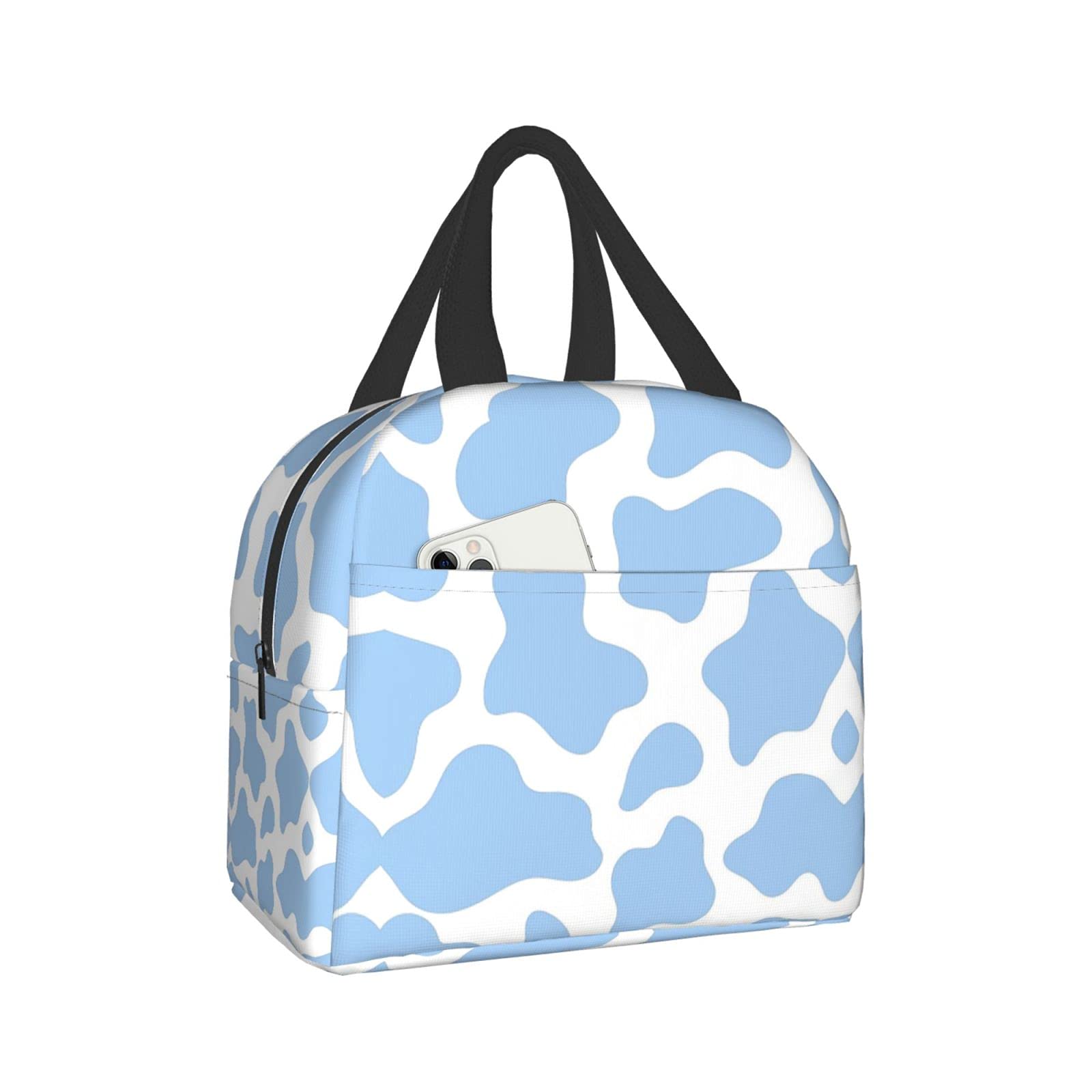 Ucsaxue Light Blue Cow Animal Lunch Bag Travel Box Work Bento Cooler Reusable Tote Picnic Boxes Insulated Container Shopping Bags For Adult Women Men