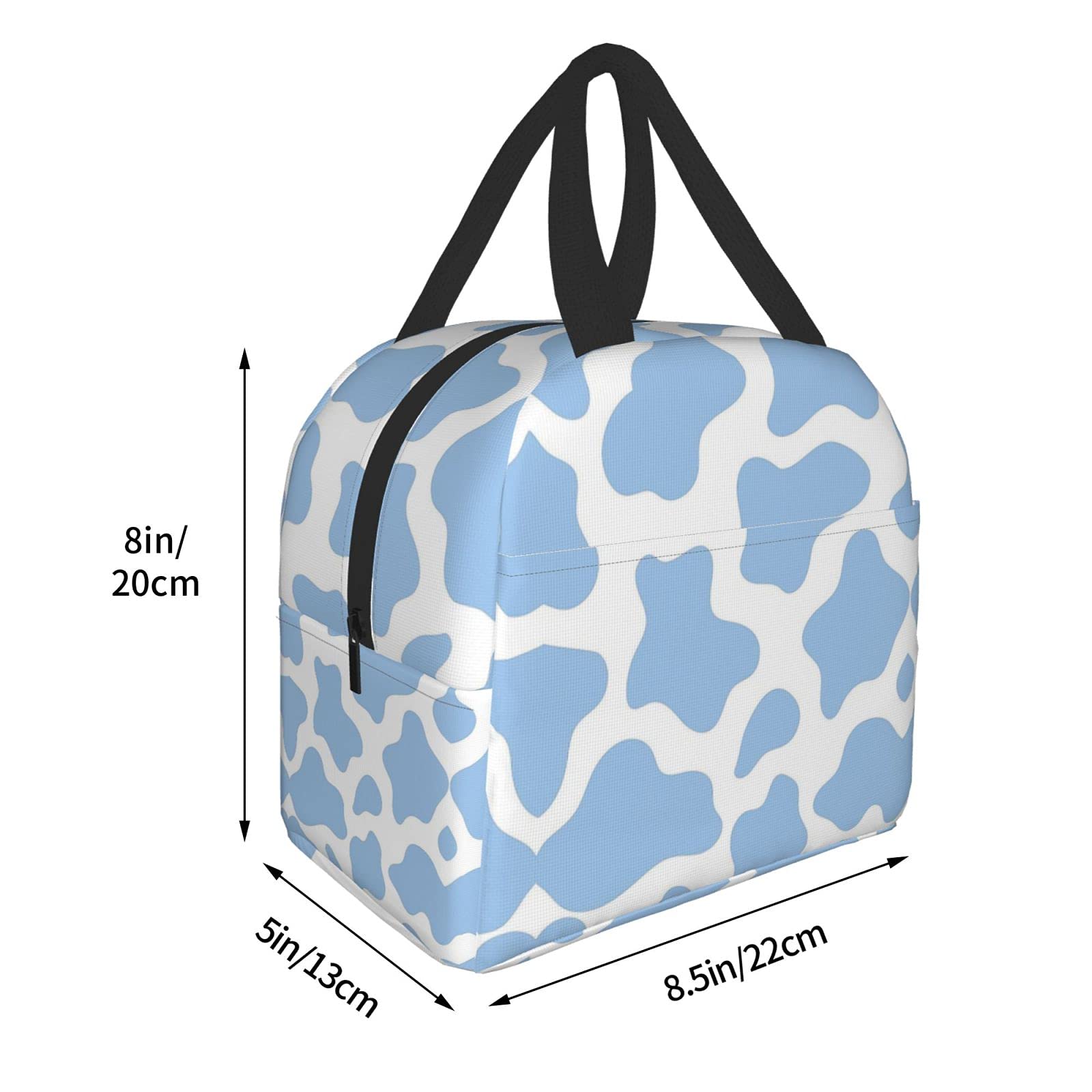 Ucsaxue Light Blue Cow Animal Lunch Bag Travel Box Work Bento Cooler Reusable Tote Picnic Boxes Insulated Container Shopping Bags For Adult Women Men