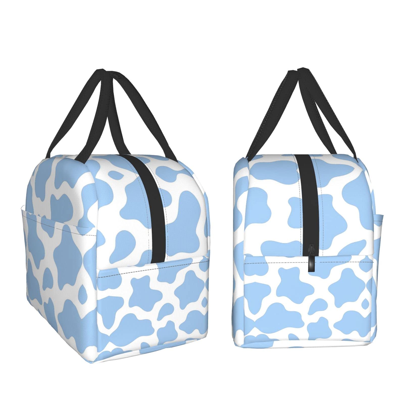 Ucsaxue Light Blue Cow Animal Lunch Bag Travel Box Work Bento Cooler Reusable Tote Picnic Boxes Insulated Container Shopping Bags For Adult Women Men