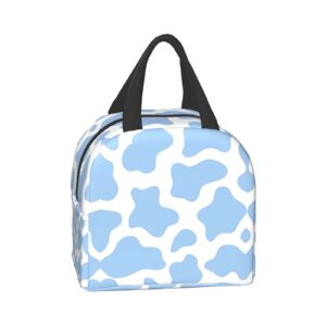 Ucsaxue Light Blue Cow Animal Lunch Bag Travel Box Work Bento Cooler Reusable Tote Picnic Boxes Insulated Container Shopping Bags For Adult Women Men