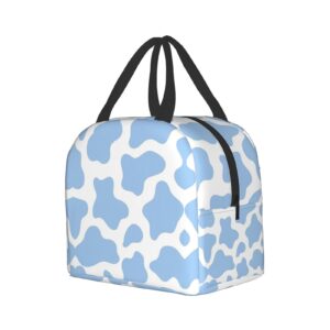 Ucsaxue Light Blue Cow Animal Lunch Bag Travel Box Work Bento Cooler Reusable Tote Picnic Boxes Insulated Container Shopping Bags For Adult Women Men