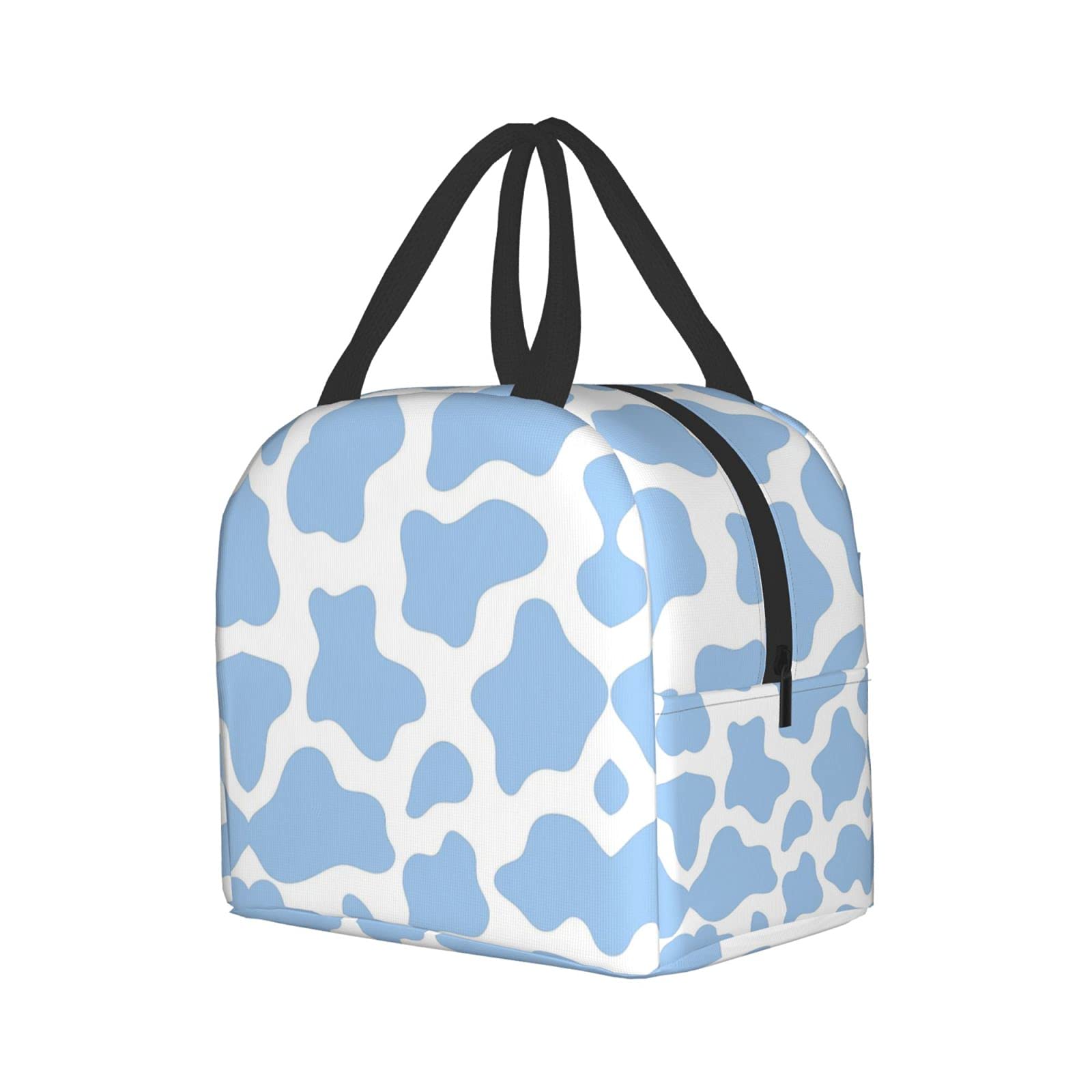 Ucsaxue Light Blue Cow Animal Lunch Bag Travel Box Work Bento Cooler Reusable Tote Picnic Boxes Insulated Container Shopping Bags For Adult Women Men