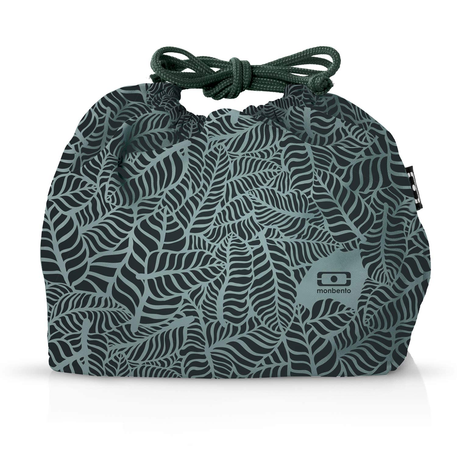 monbento - Lunch Bag MB Pochette M Jungle - Polyester and Cotton Lunch Tote - For Work Lunch Packing - Can Contain a Bento Box MB Original or MB Tresor - Leaves Pattern - Green