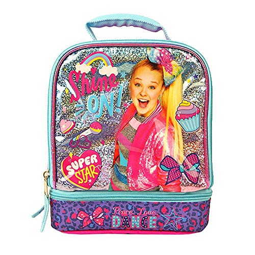 RALME Nickelodeon JoJo Siwa Lunch Box Kit with Insulated Dual Compartment for Girls