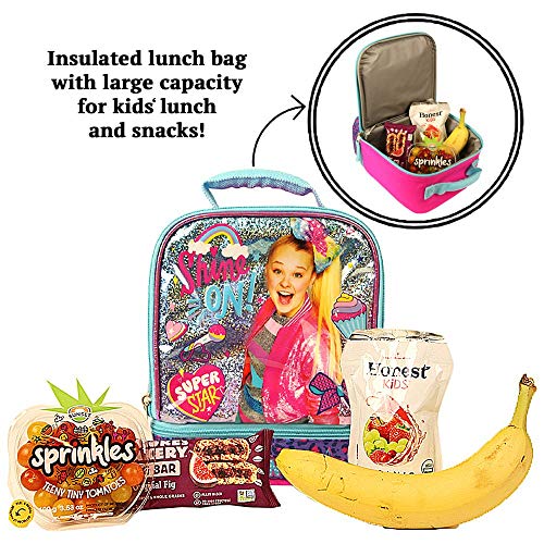 RALME Nickelodeon JoJo Siwa Lunch Box Kit with Insulated Dual Compartment for Girls