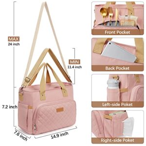 BOSTANTEN Cooler Bag, Insulated Soft Cooler Bag 13L Large Lunch Bag Cooler Tote Bag with Removable Shoulder Strap, Pink