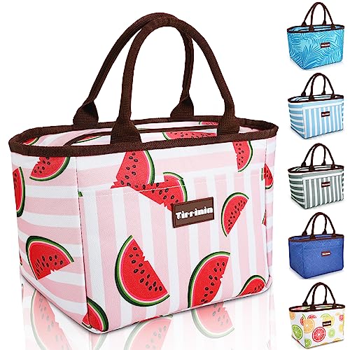 Tirrinia Lunch Bags for Women Men, Cute Insulated Lunch Tote Bag for Women, Fashionable Leakproof Lunch Box for Adult, Reusable Large Cooler Lunch Bag for Working/Picnic - Pink Melon