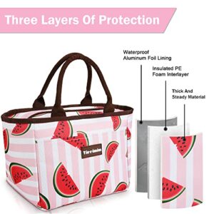 Tirrinia Lunch Bags for Women Men, Cute Insulated Lunch Tote Bag for Women, Fashionable Leakproof Lunch Box for Adult, Reusable Large Cooler Lunch Bag for Working/Picnic - Pink Melon