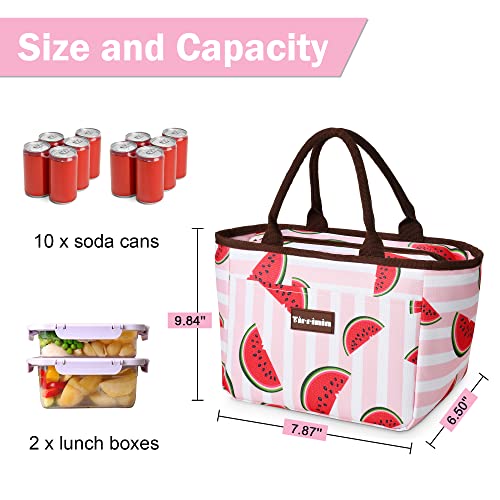 Tirrinia Lunch Bags for Women Men, Cute Insulated Lunch Tote Bag for Women, Fashionable Leakproof Lunch Box for Adult, Reusable Large Cooler Lunch Bag for Working/Picnic - Pink Melon