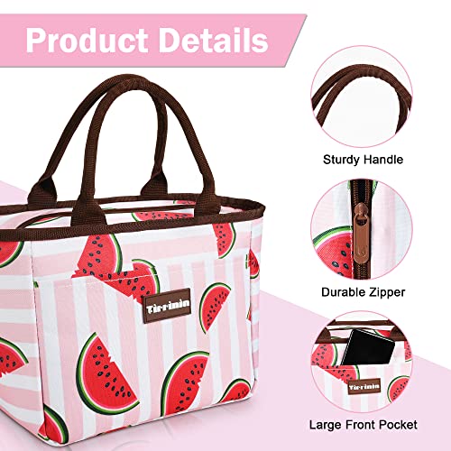 Tirrinia Lunch Bags for Women Men, Cute Insulated Lunch Tote Bag for Women, Fashionable Leakproof Lunch Box for Adult, Reusable Large Cooler Lunch Bag for Working/Picnic - Pink Melon