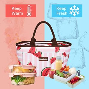 Tirrinia Lunch Bags for Women Men, Cute Insulated Lunch Tote Bag for Women, Fashionable Leakproof Lunch Box for Adult, Reusable Large Cooler Lunch Bag for Working/Picnic - Pink Melon