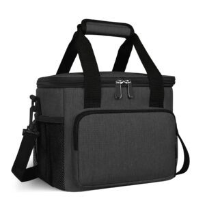 deosk lunch box for men/women,insulated lunch bag cooler bag,leak-proof large beach cooler adult lunch box for work/picnic/travel(m-charcoal)