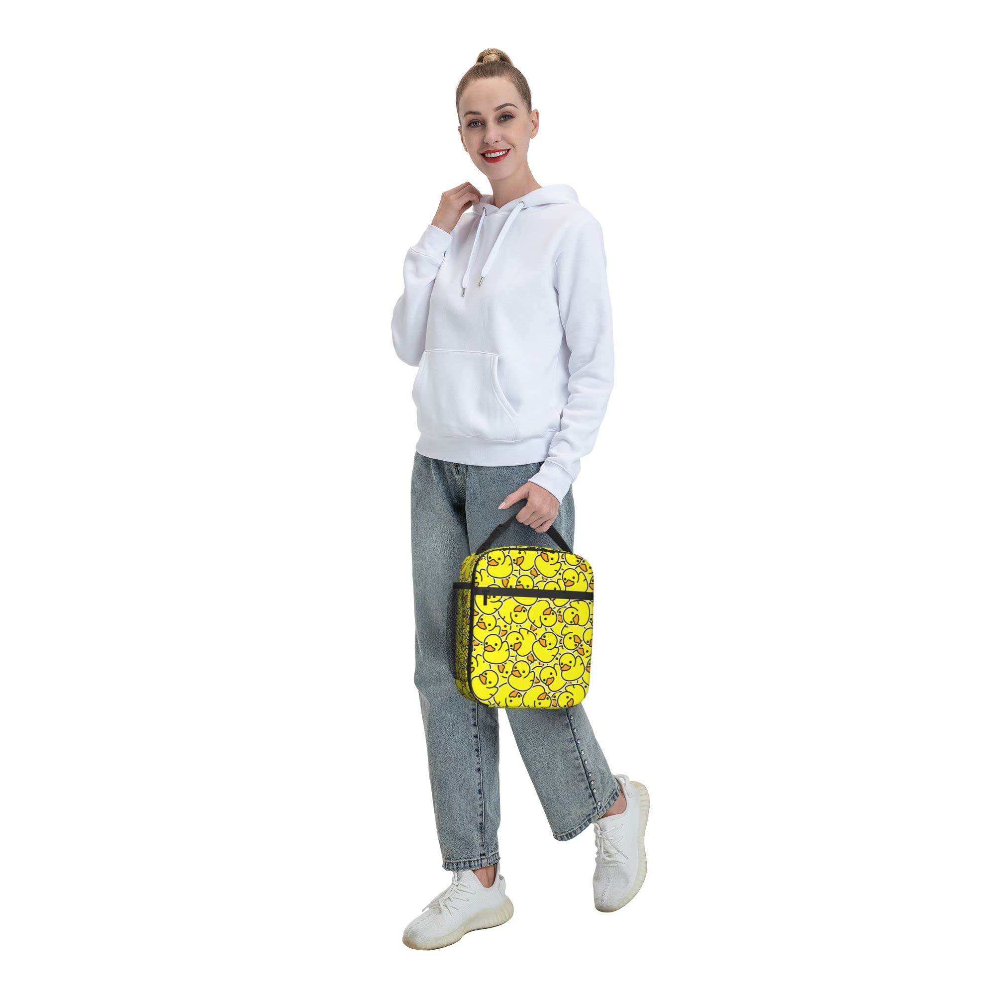 qaxcdmky Little Yellow Duck Insulated Lunch Bag, Oxford Cloth, Keeps Food Hot/Cold