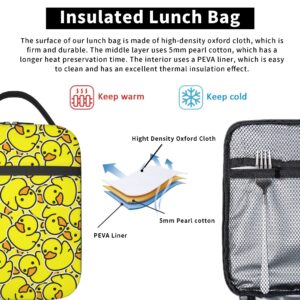 qaxcdmky Little Yellow Duck Insulated Lunch Bag, Oxford Cloth, Keeps Food Hot/Cold