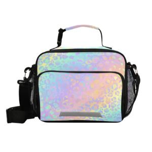 lunch bags boxes insulated small girls boys cooler kids thermal rainbow leopard rose gold cheetah for school student with shoulder strap water-resistant