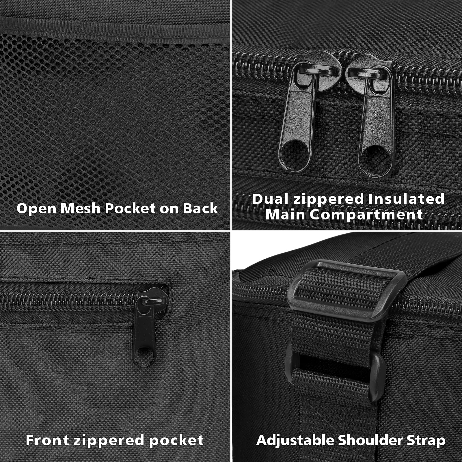 MISSMOON lunch Cooler Bag, Small 6 Can Insulated Cooler Box Tote Container Lunch Bag Pack Adjustable Strap For Adult Women Men Black