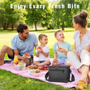 MISSMOON lunch Cooler Bag, Small 6 Can Insulated Cooler Box Tote Container Lunch Bag Pack Adjustable Strap For Adult Women Men Black