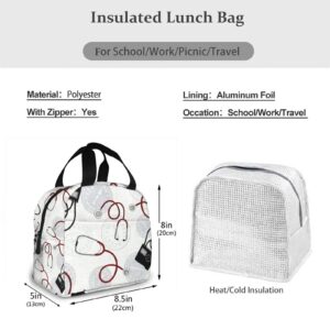 Kslai Calling All Nurses Blood Pressure White Lunch Bag Tote Bag Lunch Bag for Women Lunch Box Insulated Lunch Container