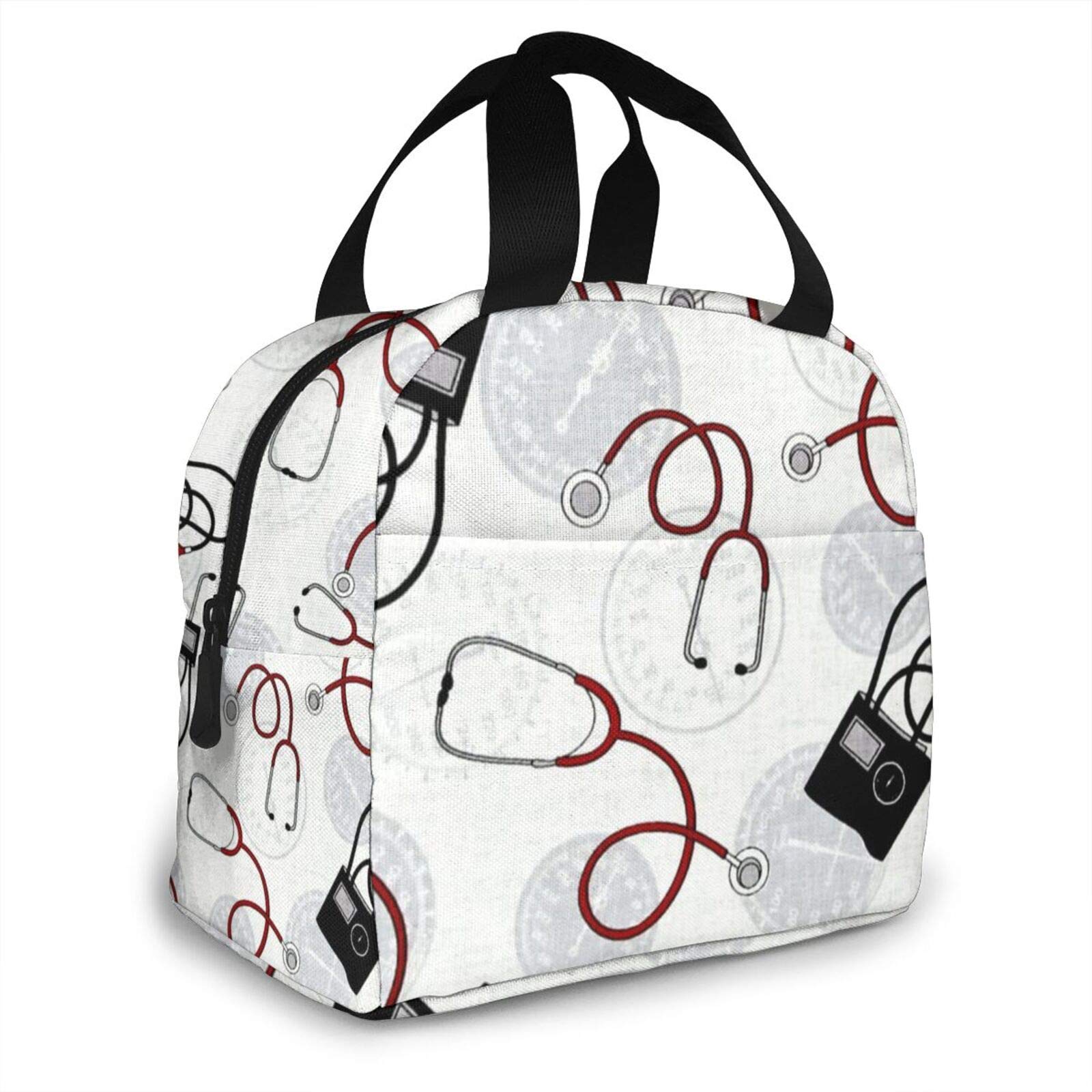 Kslai Calling All Nurses Blood Pressure White Lunch Bag Tote Bag Lunch Bag for Women Lunch Box Insulated Lunch Container