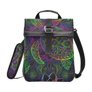 panksolu mandala psychedelic sea turtle lunch bags for women insulated leakproof lunch box reusable cooler tote bag with adjustable shoulder strap for work school picnic