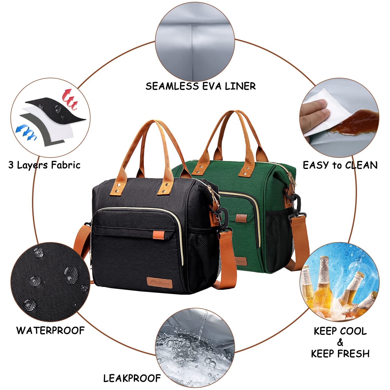 Cooler Bag - Insulated Soft Side Cooler Portable Cooler Beach Bag for Lunch, Picnic, Grocery, Shopping, Camping & Road Trip, Leakproof Lightweight Soft Side Car Cooler with Adjustable Shoulder Strap