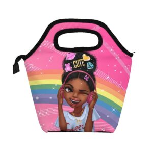 lunch bags for black women african american lunch box afro black girl lunch tote bag for travel, picnic, work, school reusable insulated cooler