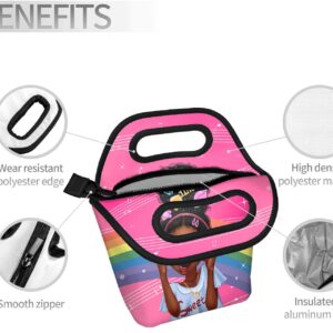 Lunch Bags For Black Women African American Lunch Box Afro Black Girl Lunch Tote Bag For Travel, Picnic, Work, School Reusable Insulated Cooler