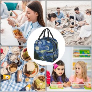 GURONTA Starry Night Lunch Bag for Women Blue Insulated Lunch Box Durable Waterproof Cooler Tote Bag for Work