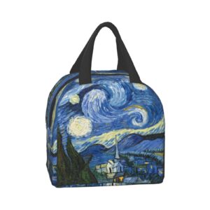 GURONTA Starry Night Lunch Bag for Women Blue Insulated Lunch Box Durable Waterproof Cooler Tote Bag for Work