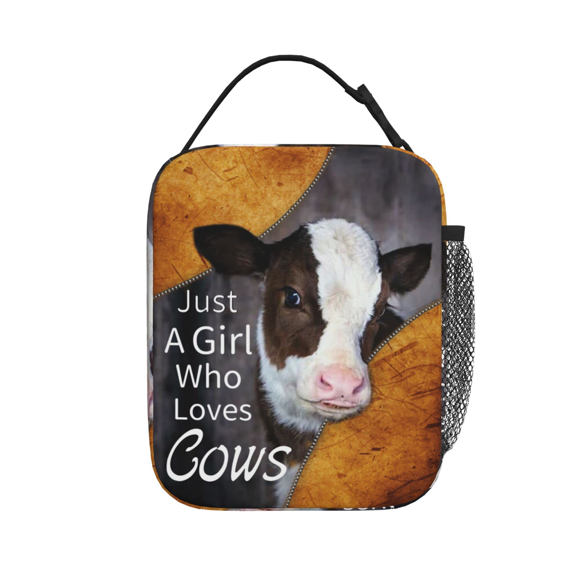 KIYIYZER Cow Print Lunch Box Cow Lunch Bags for Women Men Kids Teen Insulated Reusable Cows Tote Bag for Work School Office