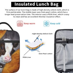 KIYIYZER Cow Print Lunch Box Cow Lunch Bags for Women Men Kids Teen Insulated Reusable Cows Tote Bag for Work School Office