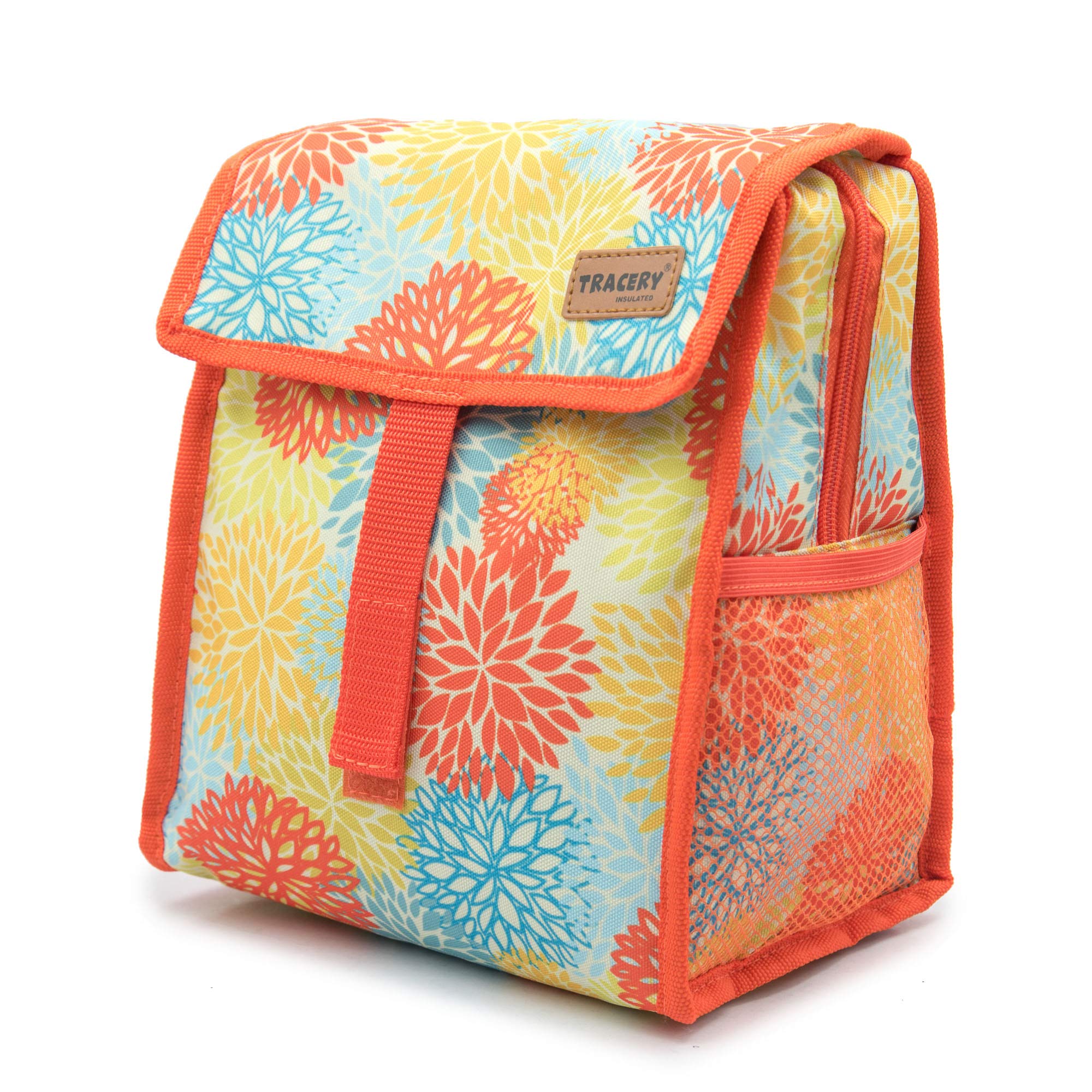 TRACERY 9 Can Lunch Bag Reusable Multipal Uses Folding Padded Tote Bag with Zip Closure (Daisy)