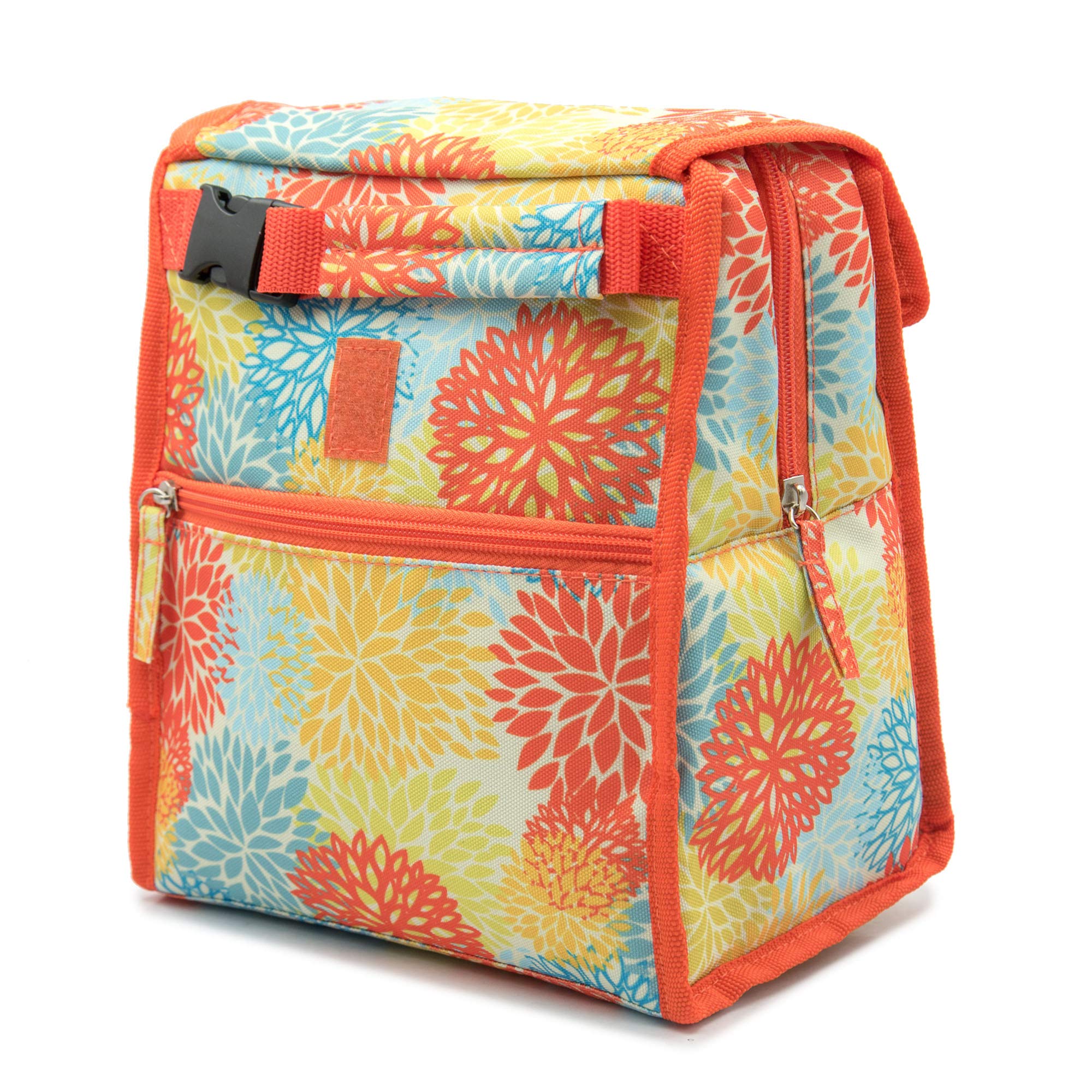 TRACERY 9 Can Lunch Bag Reusable Multipal Uses Folding Padded Tote Bag with Zip Closure (Daisy)