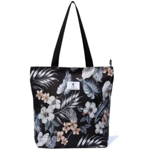 ESVAN Waterproof Tote Bag,Original Floral Leaf Lightweight Fashion Shoulder Bag Lunch Bag for Shopping Yoga Gym Hiking Swimming Travel Beach ([X] Floral Leaf)