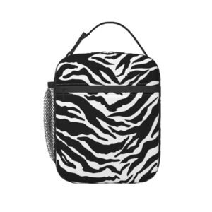 oumghxf zebra leopard print lunch bags for women,leakproof insulated animal print lunch box reusable zipper black white cooler tote bag for work,picnic,camping