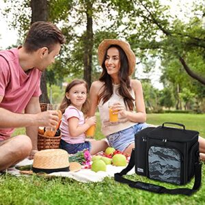 AUSPRN Lunch Box for Men heavy duty, Large Insulated Lunch Bag for Men Women Adults, Reusable Mens Lunch Box Cooler for Work Driver Picnic Camping, Black