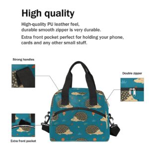 Cute Hedgehogs Lunch Bag Tote Bag Leakproof Cooler Bag Hedgehogs Animal Lunch Box with Front Pocket Water-resistant Thermal Lunch Bags with Shoulder Strap for Picnic/Hiking/Beach/Work