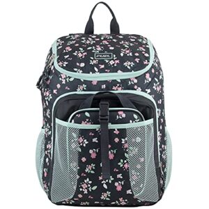 FUEL Top Loader Backpack with Lunch Box Combo – 18” Two Compartment Water Resistant Durable Adjustable Straps with Side Water Bottle Pockets 2 in 1 Set – Sweet Flowers