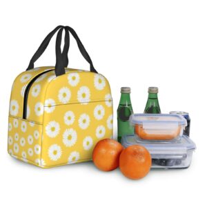 Yamegoun Daisy Lunch Bag Women Men Tote Lunch Box Insulated Cooler Reusable Containers with Strap and Pocket Work Beach Picnic