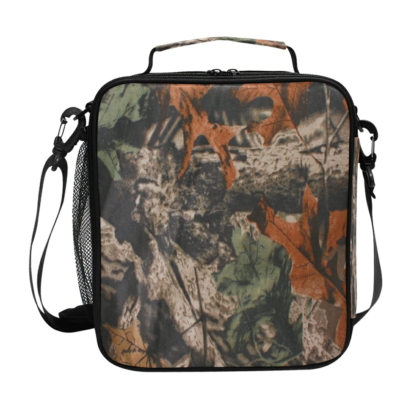 AUUXVA Boys Girls Lunch Bag Tree Leaves Camouflage Camo Insulated Lunchbox Leakproof Reusable Lunch Box with Shoulder Strap Women Men Thermal Cooler Tote Bags for School Work Picnic