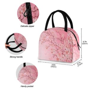 AUUXVA Cherry Blossom Japanese Lunch Bag for Women Cooler Insulated Reusable Tote Bag Portable Lunch Box Bag for Children Girl Adult Office Picnic