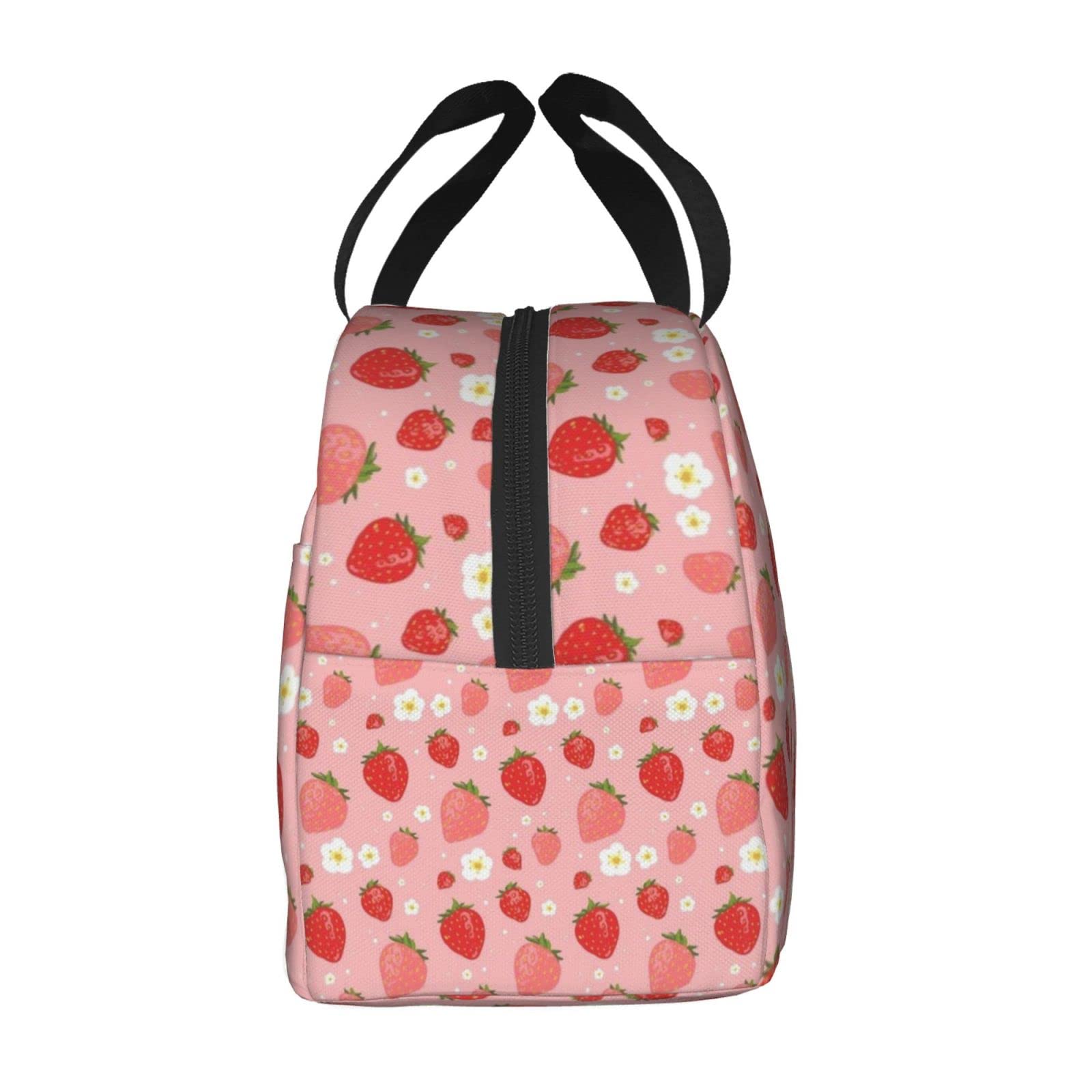 Strawberry Daydream Reusable Insulated Lunch Bag For Women Men Waterproof Tote Lunch Box Thermal Cooler Lunch Tote Bag For Work Office Travel Picnic